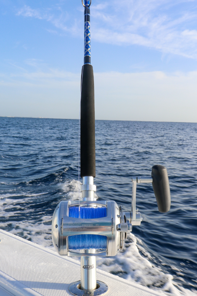 OVERSTOCK Four 6′ Diamond Series Blue/Silver Stand Up Trolling Rod ...