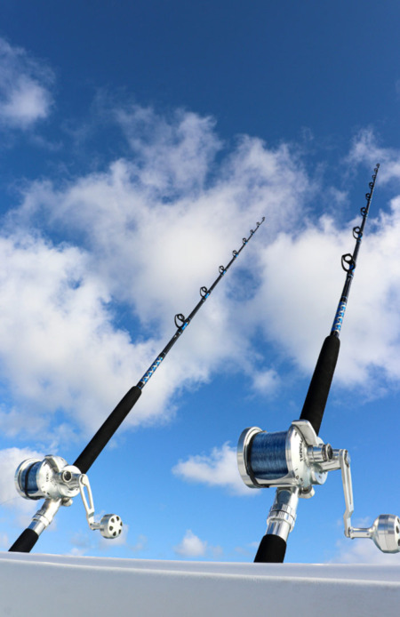 OVERSTOCK 6′ Blue/Silver Frigate Conventional Trolling 2 Rod Bundle ...