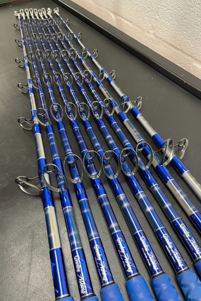 Limited Edition 6′ #80-130 High Speed Wahoo Painted Trolling Rods with ...