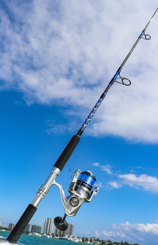 Blue/Silver Diamond Series 7′ Graphite Spinning Rod – Connley Fishing