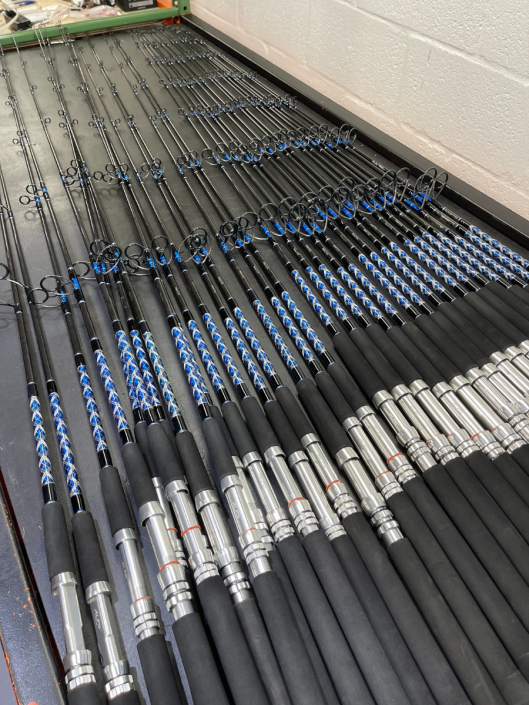 OVERSTOCK (2) Blue/Silver Diamond Series 7′ Graphite Spinning Rod with ...