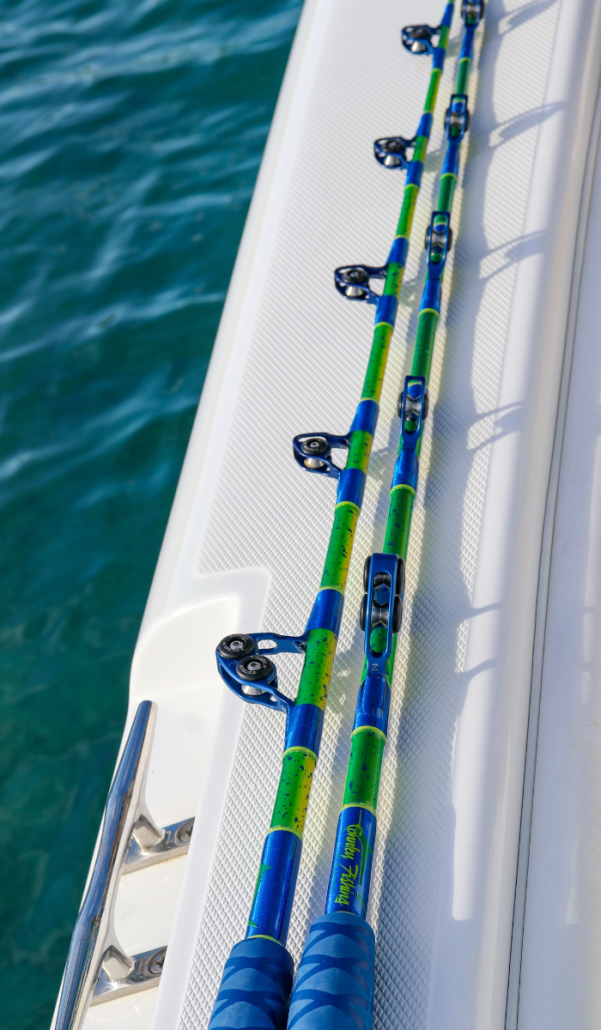 Custom Painted Mahi 6′ 60-130# Trolling Rod w/ Winthrop Rollers ...