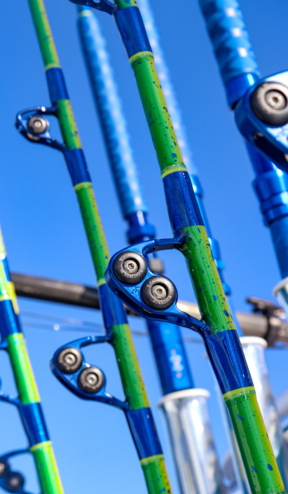 Custom Painted Mahi 6′ 60-130# Trolling Rod w/ Winthrop Rollers ...