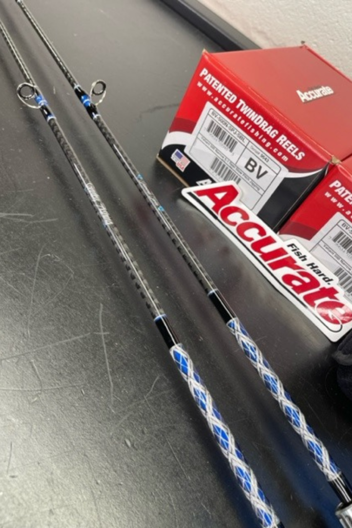 OVERSTOCK 7′ Blue/Silver Diamond Series Carbon Fiber Slow Pitch Jigging ...