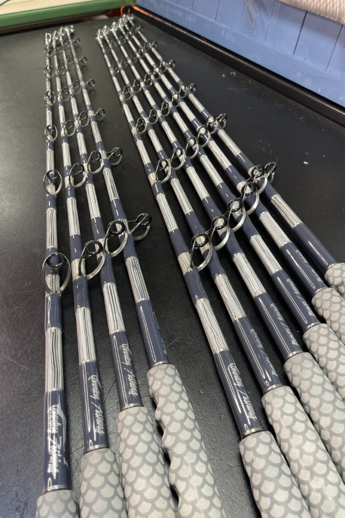 Limited Edition Hand-Painted Gray Wood Grain 6′ Stand Up Trolling Rods ...