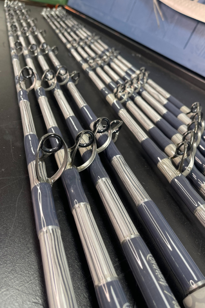 Limited Edition Hand-Painted Gray Wood Grain 6′ Stand Up Trolling Rods ...