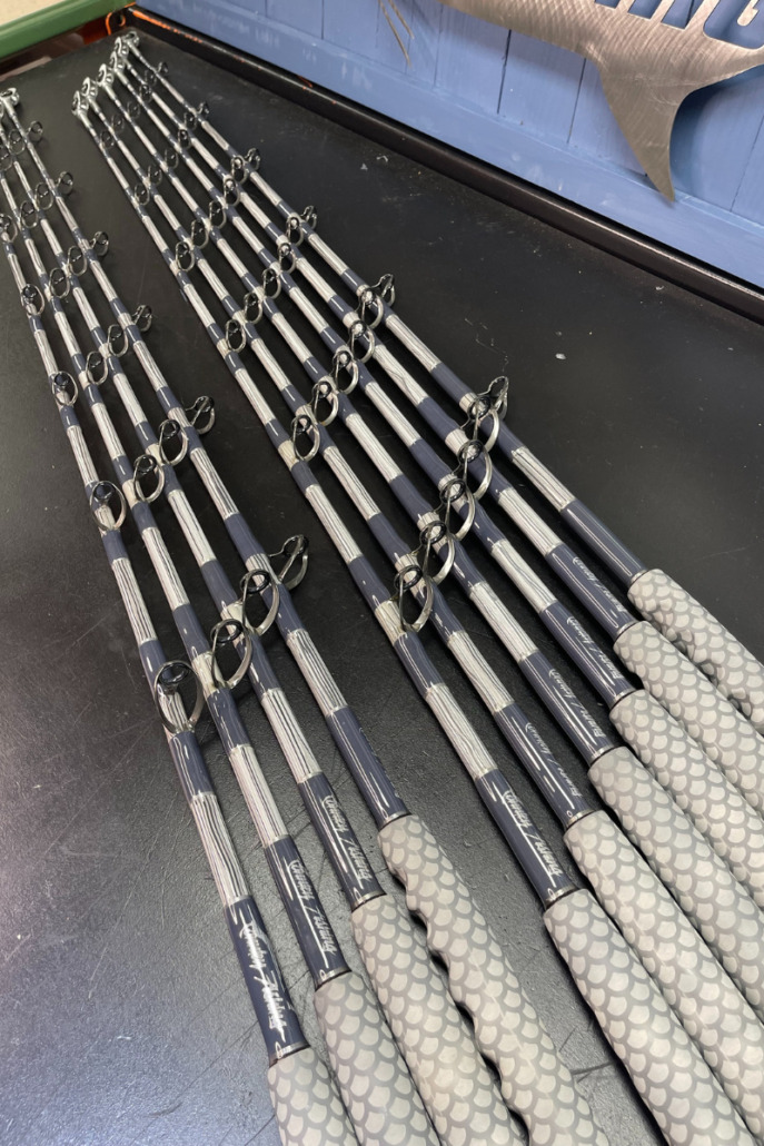 Limited Edition Hand-Painted Gray Wood Grain 6′ Stand Up Trolling Rods ...